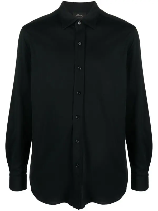 Brioni Spread-collar Cotton Shirt - Black