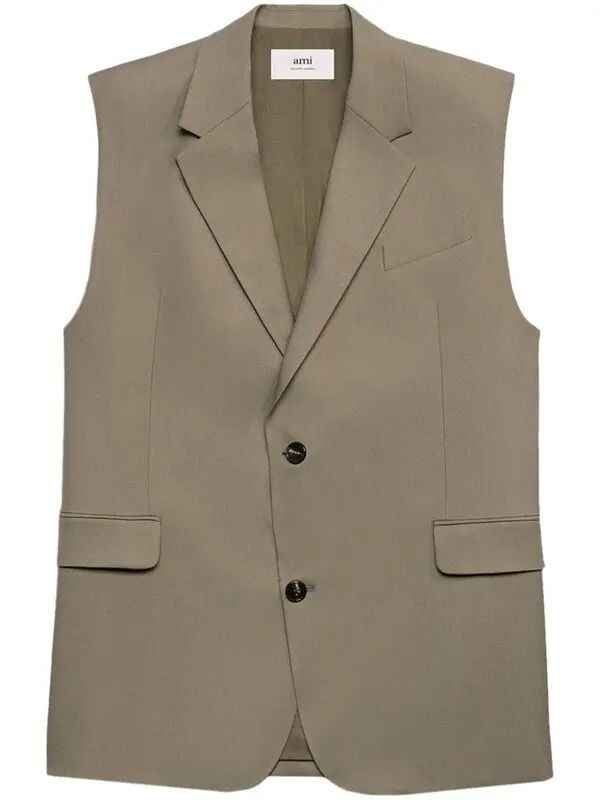 AMI Paris Oversize Virgin Wool Waistcoat - Neutrals