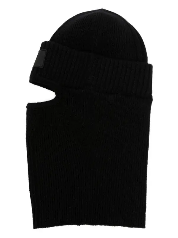 Y3 Logo-patch Ribbed-knit Balaclava - Black