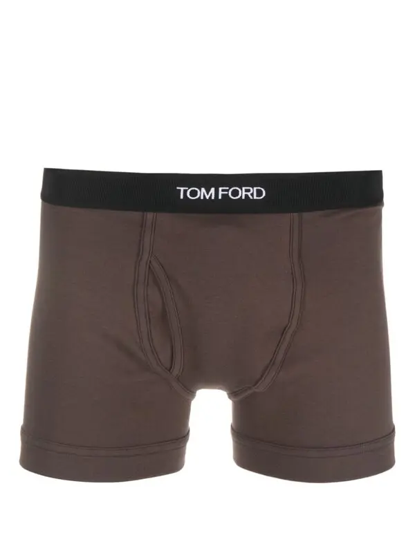 TOM FORD Logo-waistband Cotton Boxers - Brown