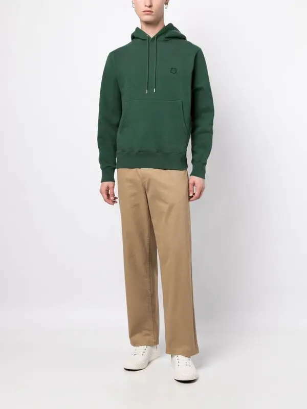 Maison Kitsuné Logo-patch Cotton Hoodie - Green