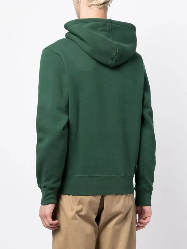 Maison Kitsuné Logo-patch Cotton Hoodie - Green