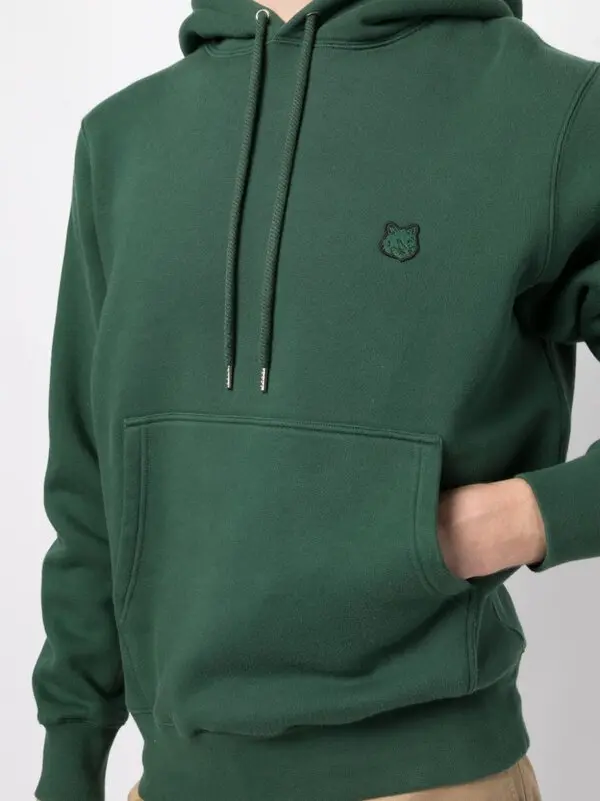 Maison Kitsuné Logo-patch Cotton Hoodie - Green