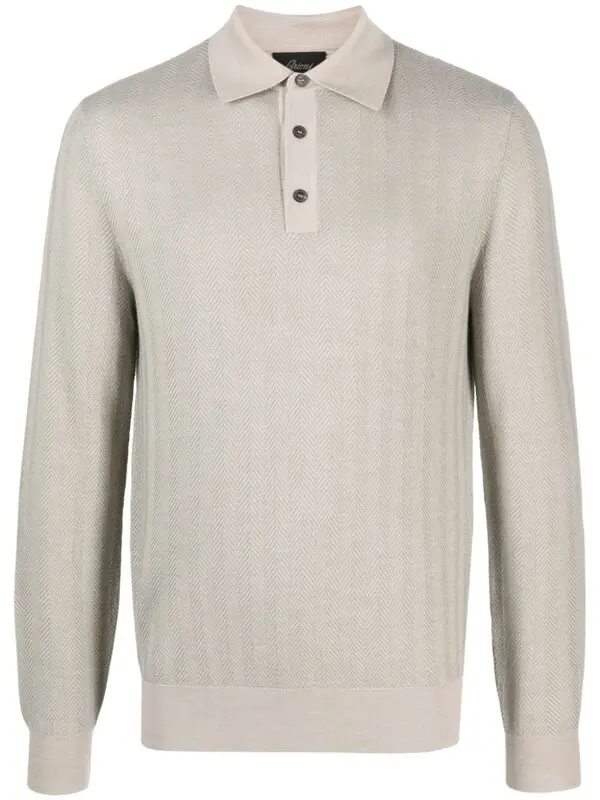 Brioni Long-sleeve Wool Polo Shirt
