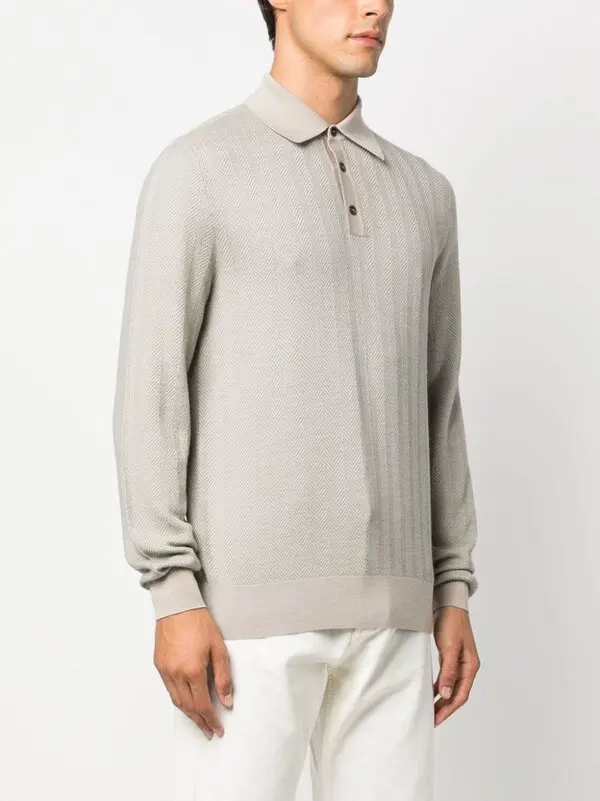 Brioni Long-sleeve Wool Polo Shirt