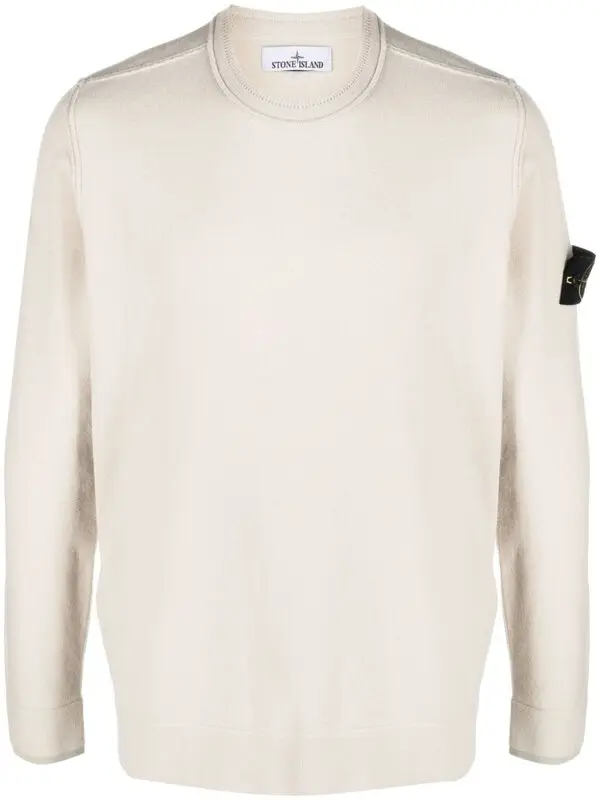 Stone Island Compass-motif Long-sleeve Jumper - Neutrals