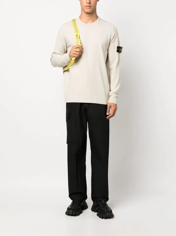 Stone Island Compass-motif Long-sleeve Jumper - Neutrals