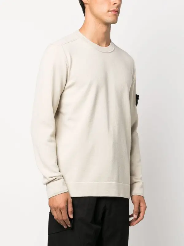 Stone Island Compass-motif Long-sleeve Jumper - Neutrals