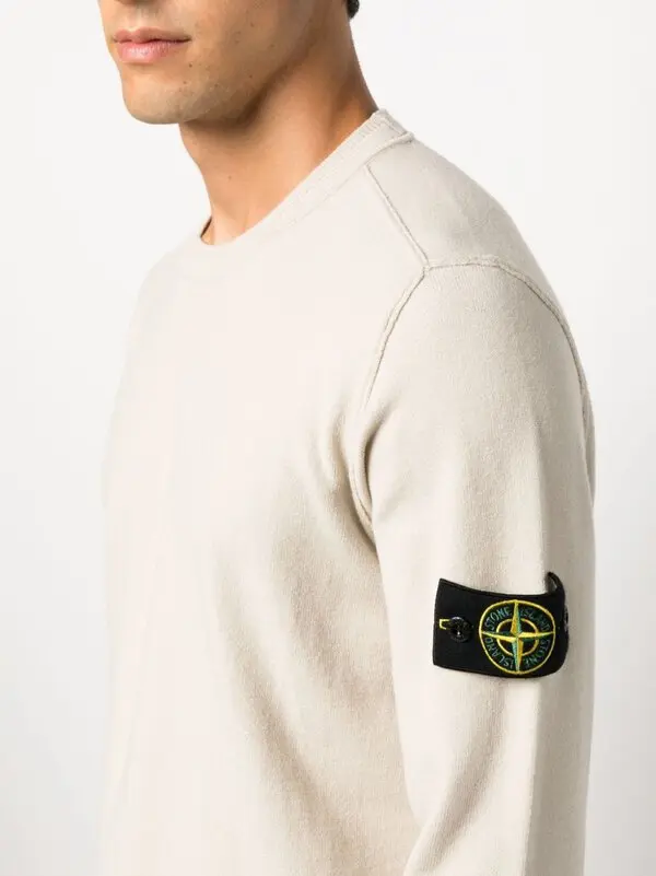 Stone Island Compass-motif Long-sleeve Jumper - Neutrals