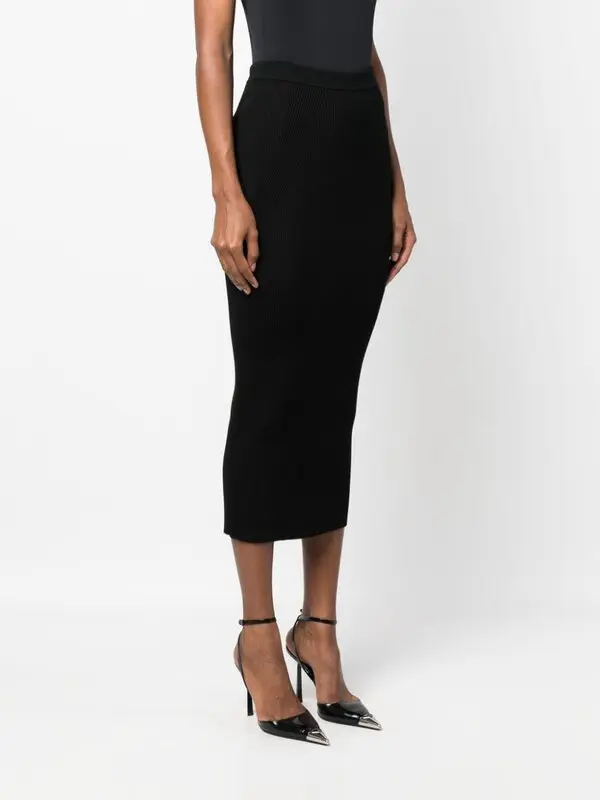 スカート ALEXANDER McQUEEN RIBBED STRETCH KNIT PENCIL SKIRT Alexander Mcqueen Ribbed-Knit Pencil Skirt - Black