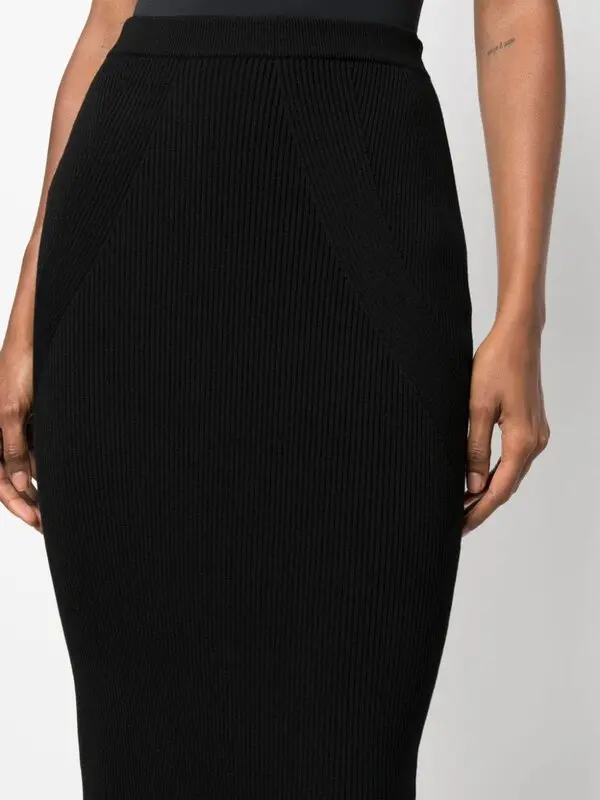 スカート ALEXANDER McQUEEN RIBBED STRETCH KNIT PENCIL SKIRT Alexander Mcqueen Ribbed-Knit Pencil Skirt - Black
