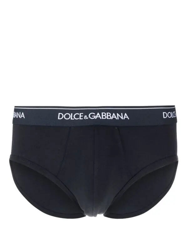 Dolce & Gabbana Logo-waistband Cotton Briefs - Blue