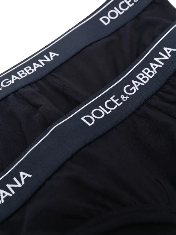 Dolce & Gabbana Logo-waistband Cotton Briefs - Blue