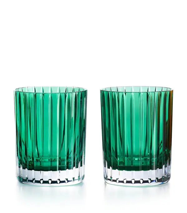 THE MARTHA, BY BACCARAT Set Of 2 Large Harmonie Dark Green Tumblers - Clear