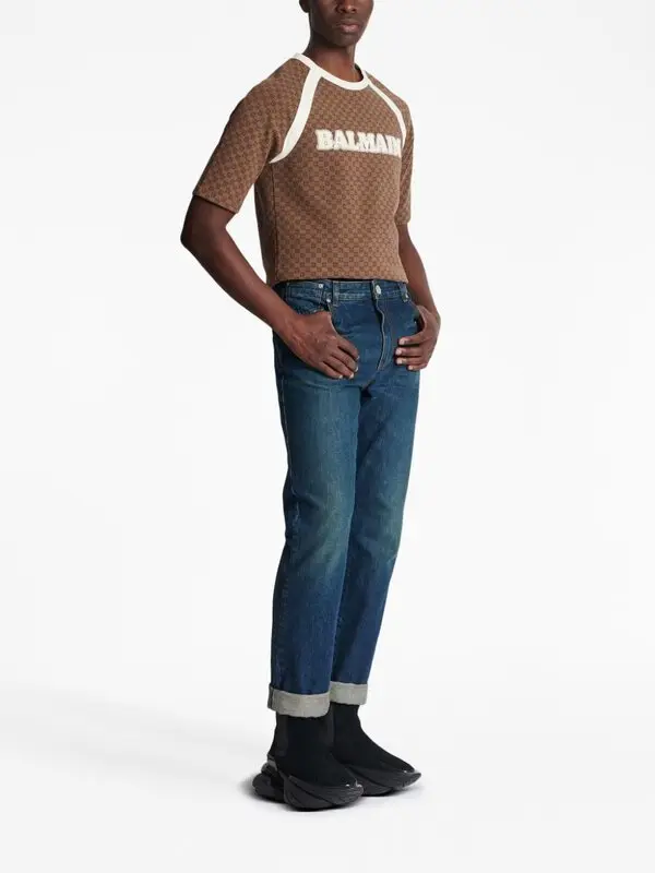 Balmain Vintage Logo-patch Straight-leg Jeans - Blue
