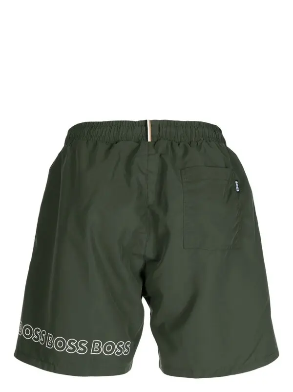BOSS Dolphin Logo-print Swim Shorts - Green