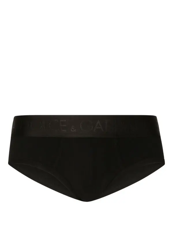 Dolce & Gabbana Logo-waistband Cotton Briefs - Black