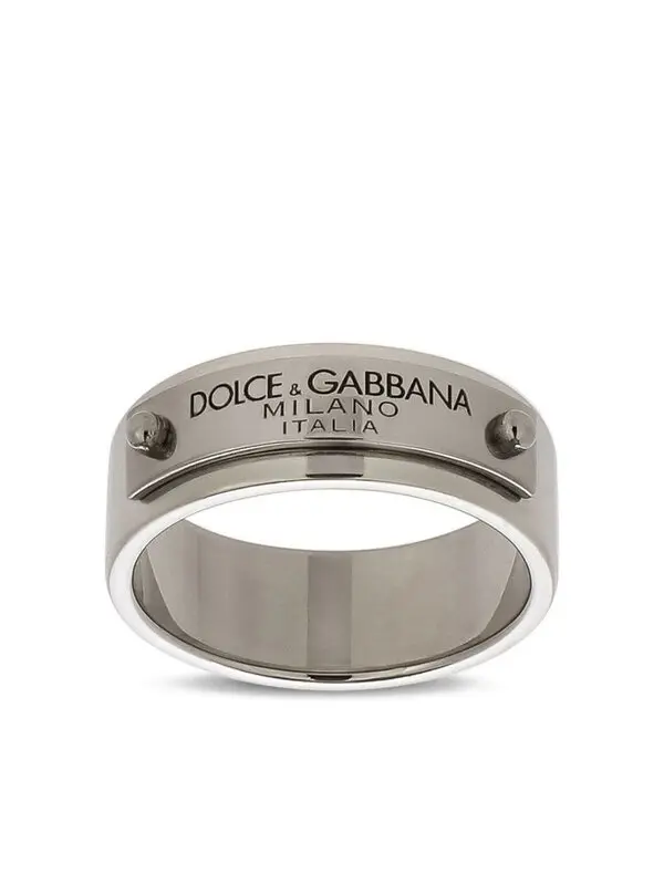 Dolce & Gabbana Engraved Logo Band Ring - Silver