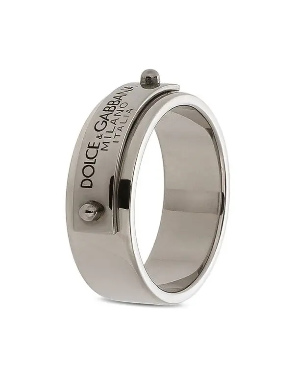 Dolce & Gabbana Engraved Logo Band Ring - Silver