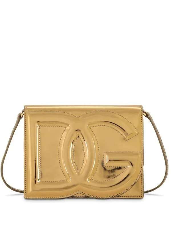 Dolce & Gabbana Embossed Logo Calfskin Shoulder Bag