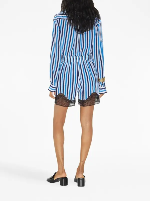 Burberry Lace-trim Striped Silk Shorts
