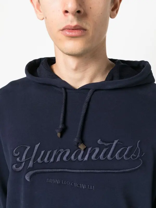 Brunello Cucinelli Slogan-embroidered Cotton Hoodie