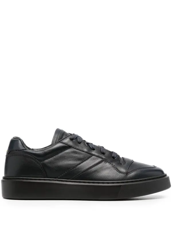 DOUCAL'S Grained Leather Low Top Sneakers - Blue