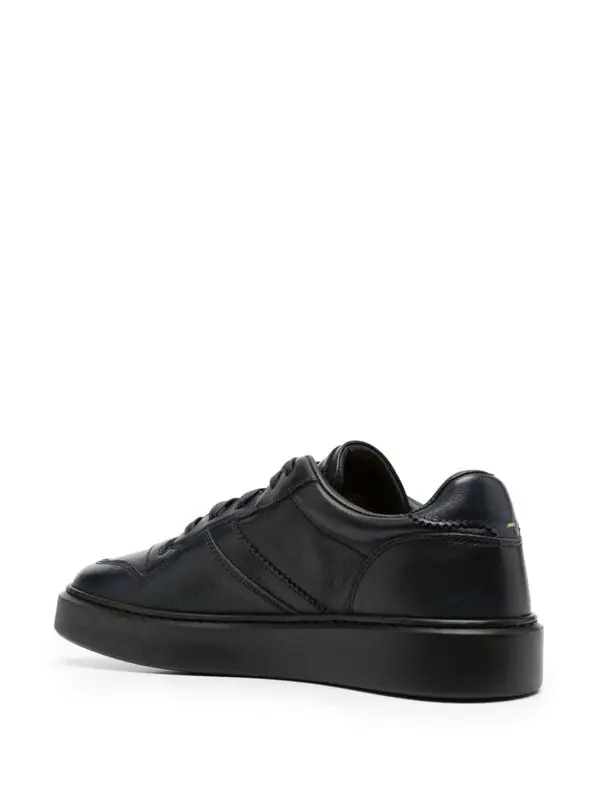 DOUCAL'S Grained Leather Low Top Sneakers - Blue