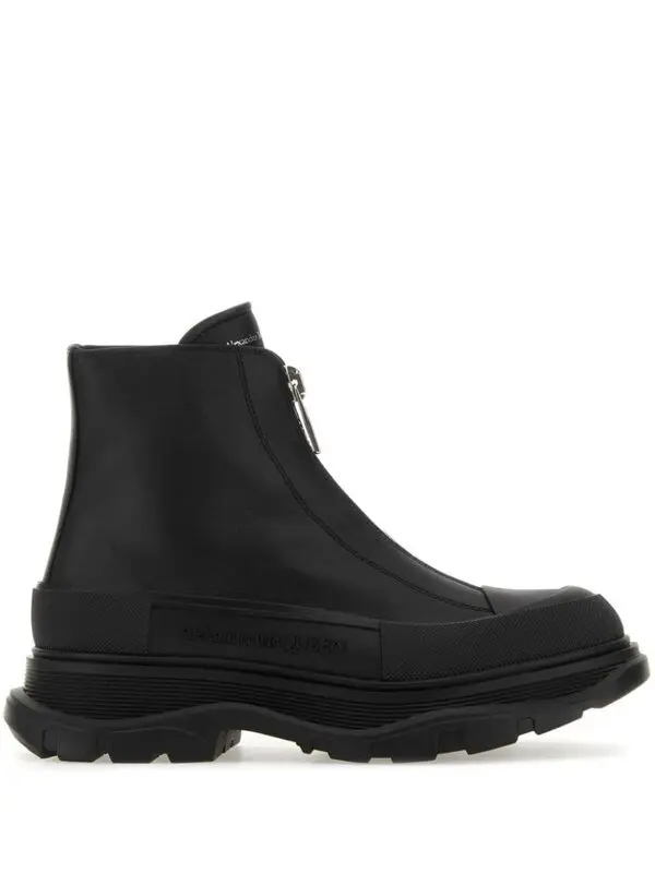 Alexander McQueen Tread Slick Leather Boots - Black