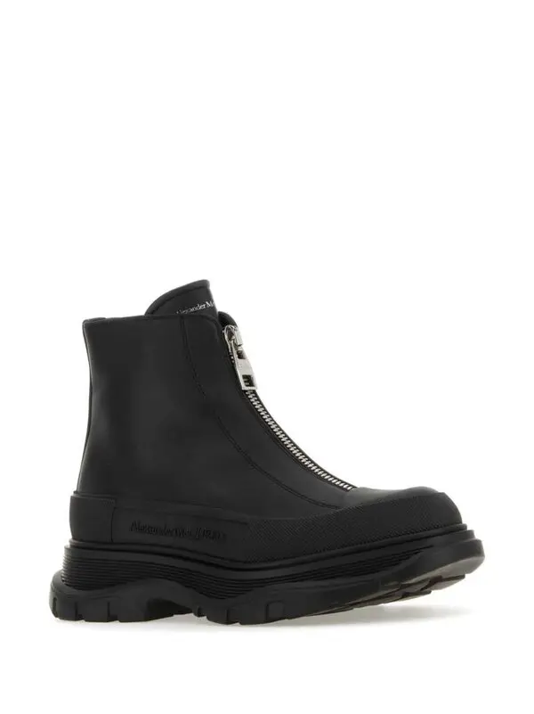 Alexander McQueen Tread Slick Leather Boots - Black