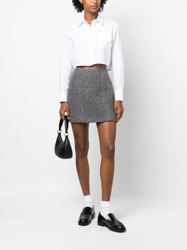 PATOU Textured-knit Mini Skirt - Grey