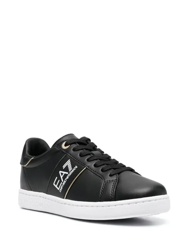 EA7 Logo-print Leather Sneakers - Black