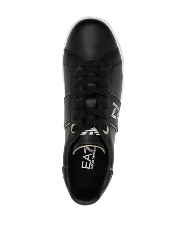 EA7 Logo-print Leather Sneakers - Black