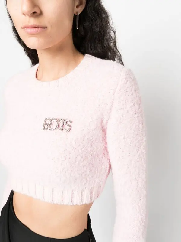 Gcds Crystal-embellished Crop Top - Pink