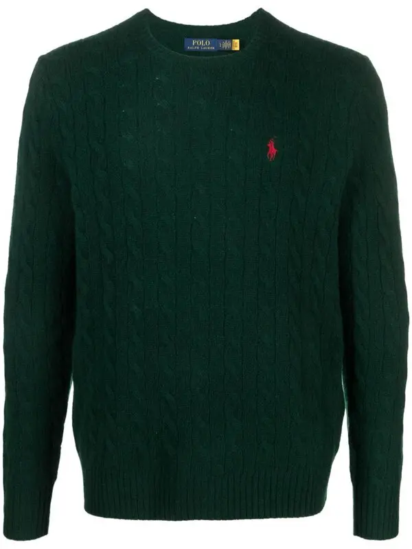 Polo Ralph Lauren Pony-motif Cable-knit Jumper - Green