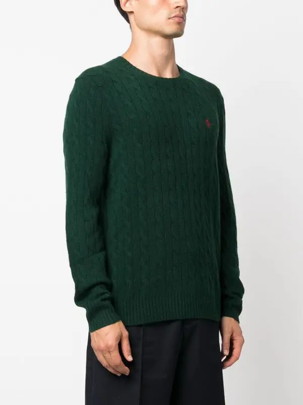 Polo Ralph Lauren Pony-motif Cable-knit Jumper - Green