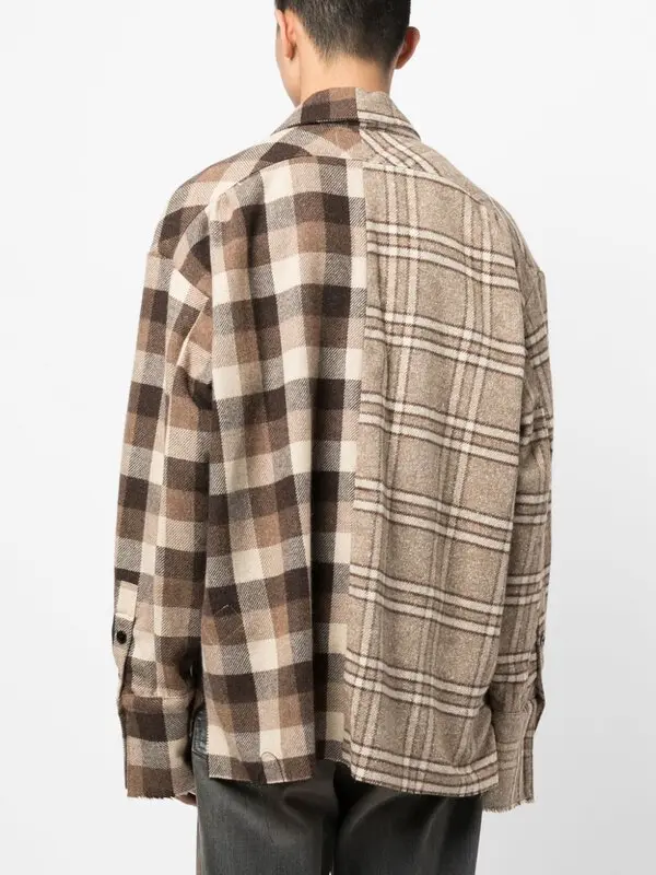 GREG LAUREN Mix-print Long-sleeve Shirt - Brown