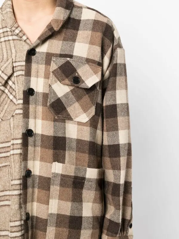 GREG LAUREN Mix-print Long-sleeve Shirt - Brown