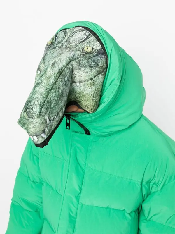 DOUBLET Padded Animal Motif Hoodie Jacket - Green