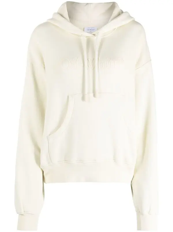 Off-White Logo-print Cotton Hoodie - Neutrals