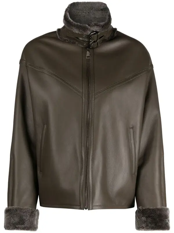 MANZONI 24 Shearling-trim Leather Jacket
