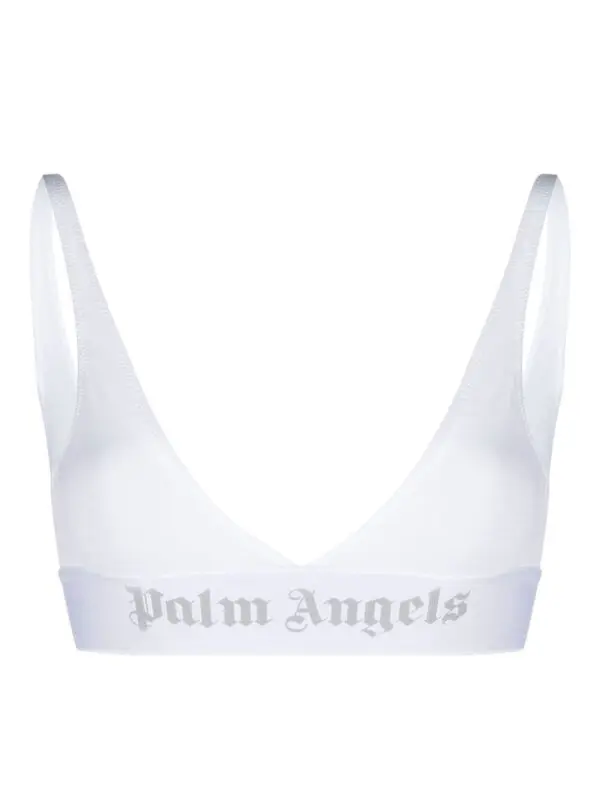 Palm Angels Logo-trim Triangle Bra - White