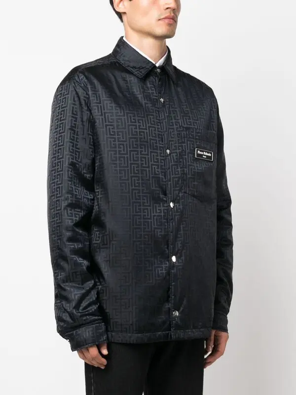 Balmain Monogram-pattern Logo-patch Shirt