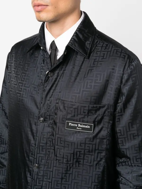 Balmain Monogram-pattern Logo-patch Shirt