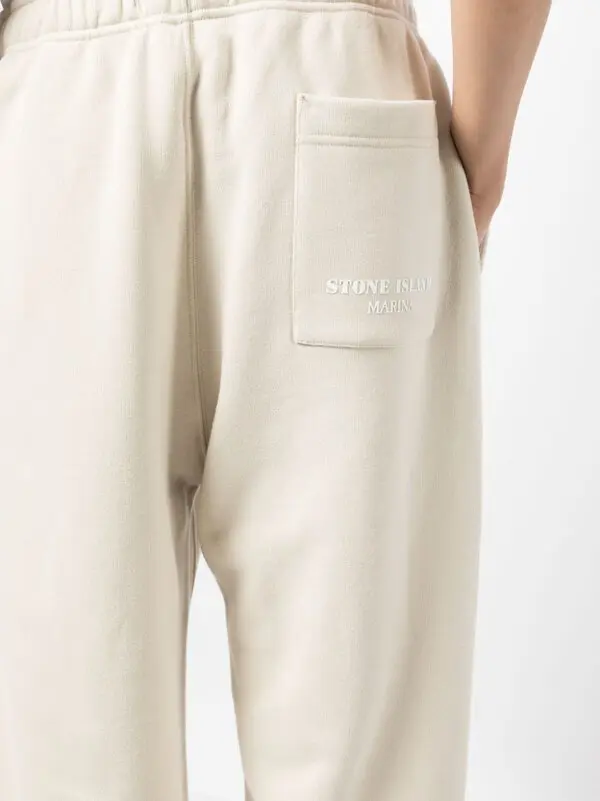 Stone Island Logo-appliqué Cotton Track Pants - Neutrals