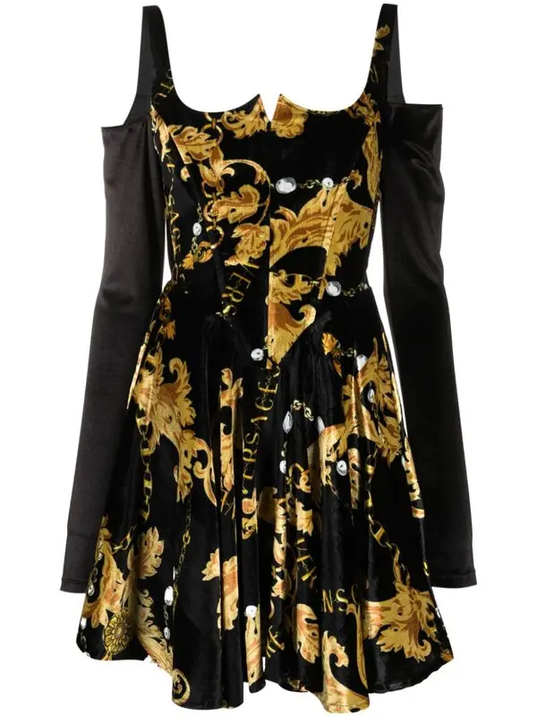 Versace Chain Couture Long-sleeved Corset Dress