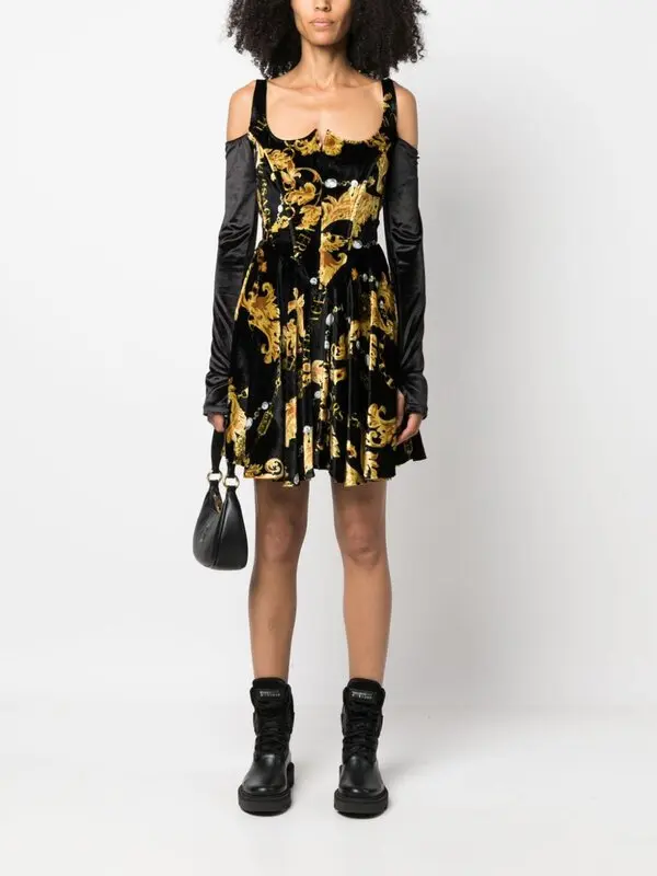 Versace Chain Couture Long-sleeved Corset Dress