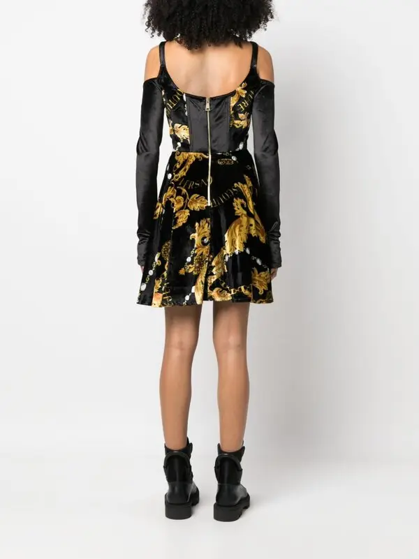 Versace Chain Couture Long-sleeved Corset Dress