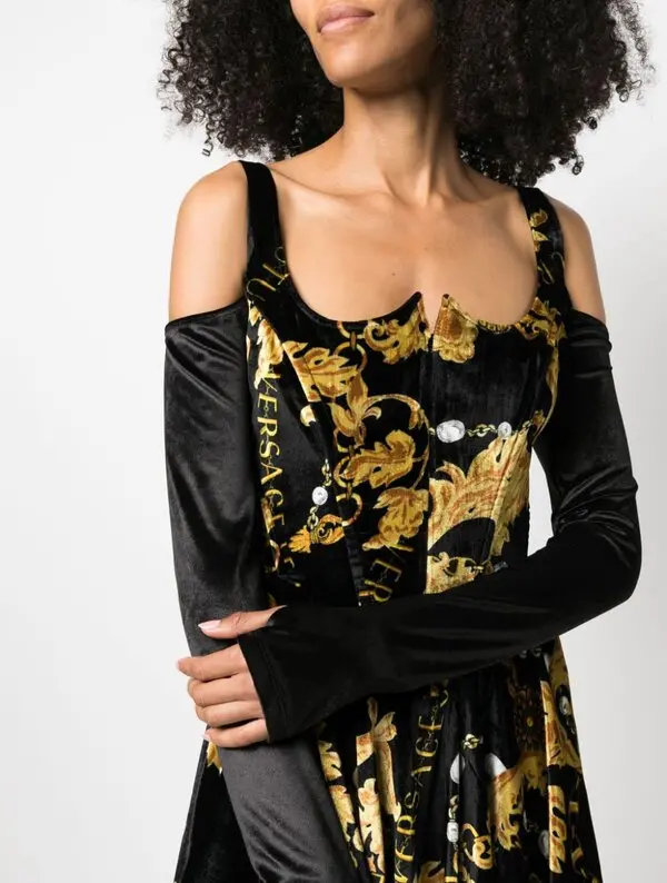 green emerald velvet dress Medusa 95 Long Dress - Versace - Women main image 1