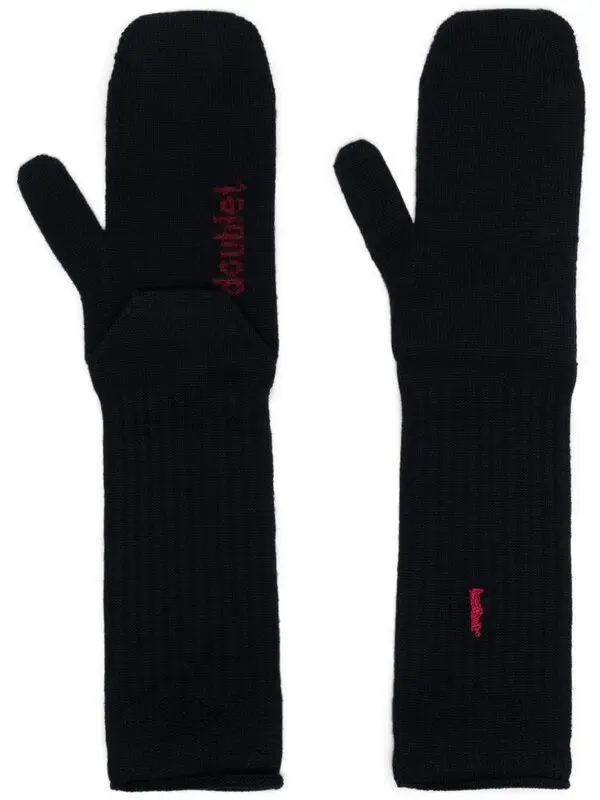 DOUBLET Logo-embroidered Knitted Gloves - Blue